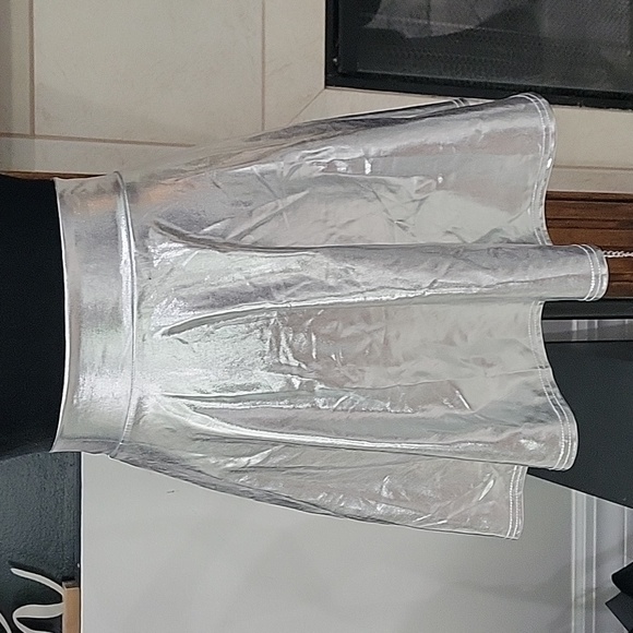 Kate Kasin | Skirts | Silver Liquid Metal Metallic Skater Rave Space ...